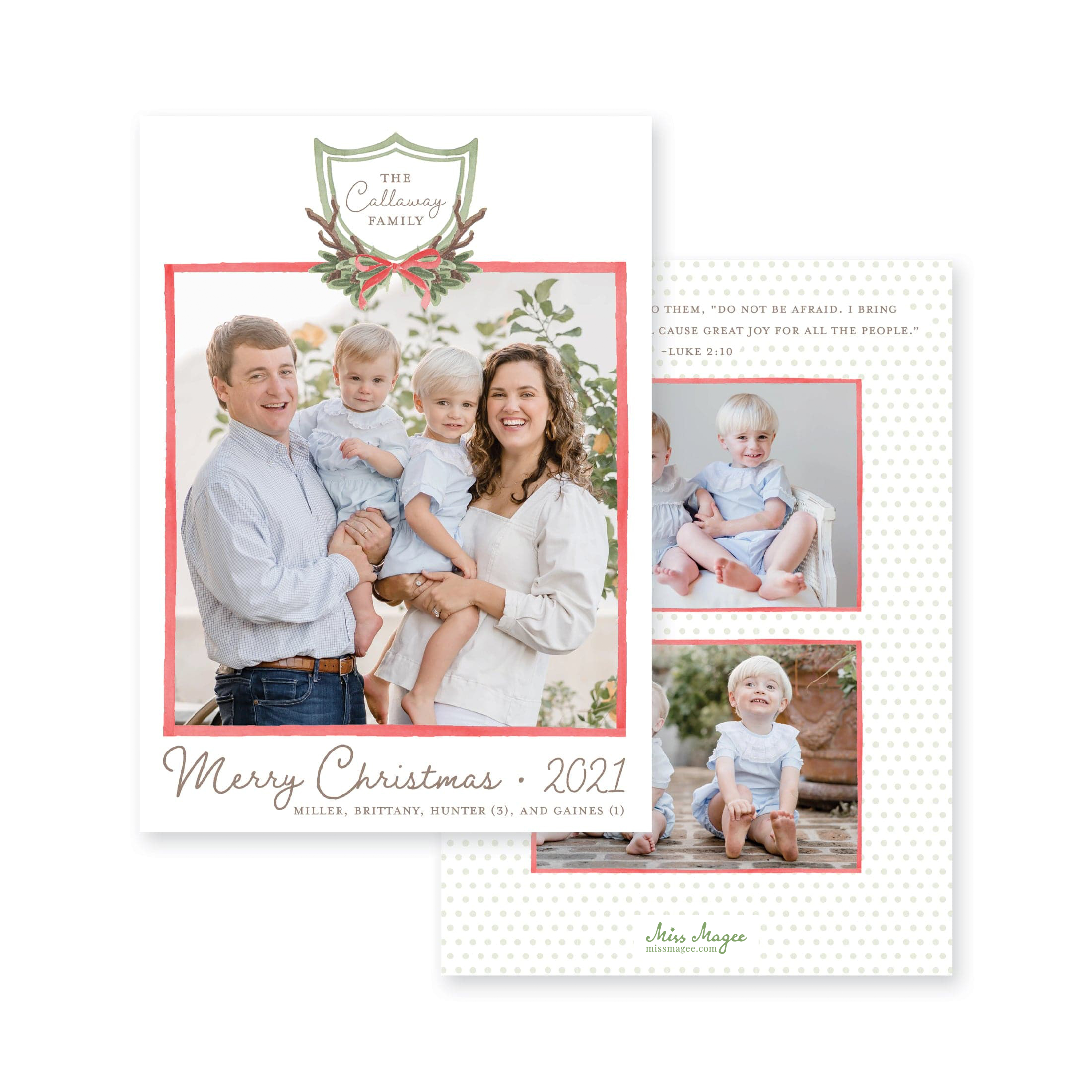 Family Crest Vertical Christmas Card – Miss Magee