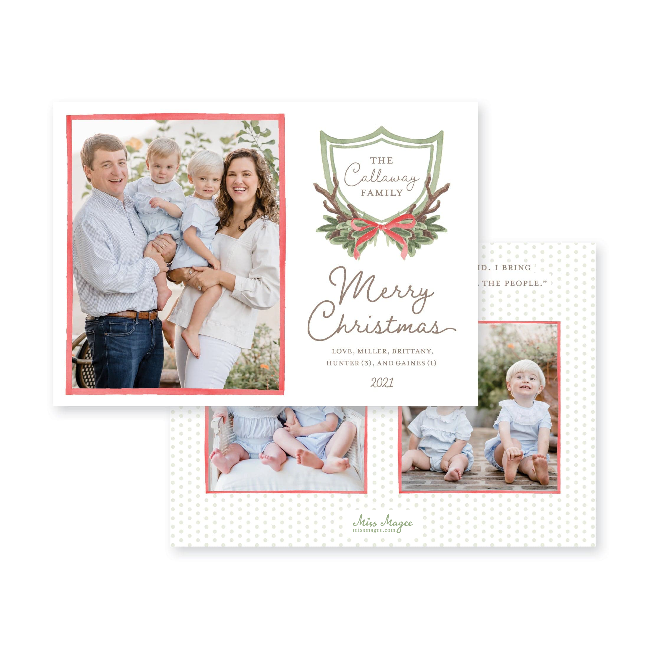Family Crest Horizontal Christmas Card – Miss Magee